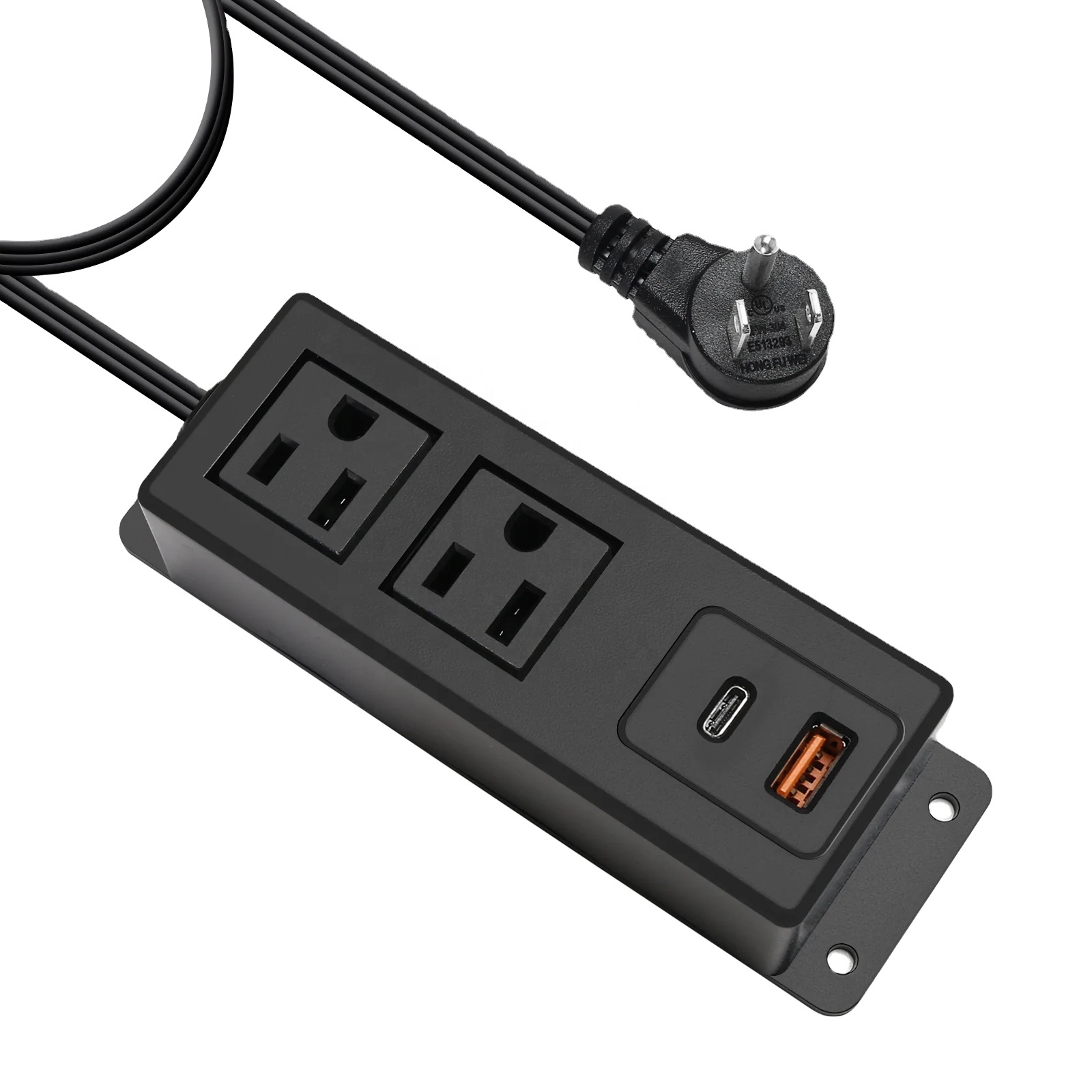 Under Desk Desktop Mounted Us Power Strip Socket Outlet With 2 Ac Power ...