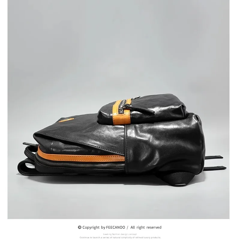 New Trend Backpack Leather Retro Men's Backpack Plant Tanned Leather ...