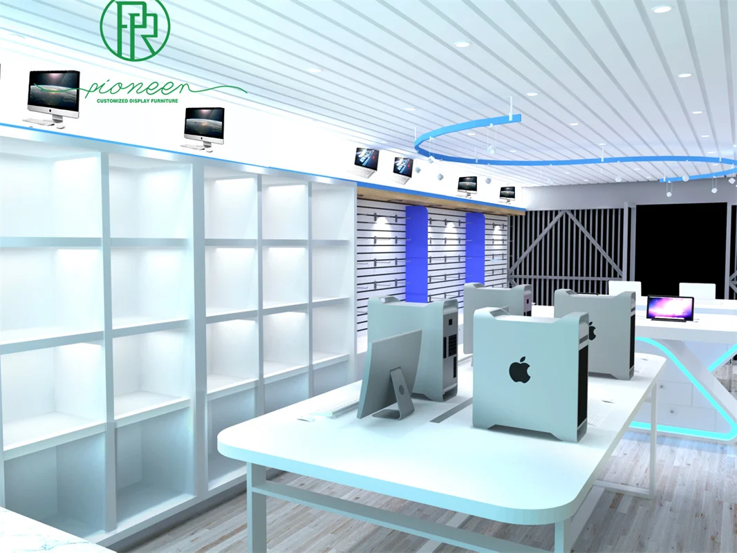 Pioneer Modern Computer Shop Interior Design - Custom Tables