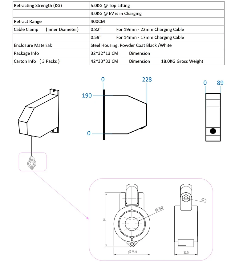 EVCA Cord Retractor - Efficient L2 EV Charger Cable Management