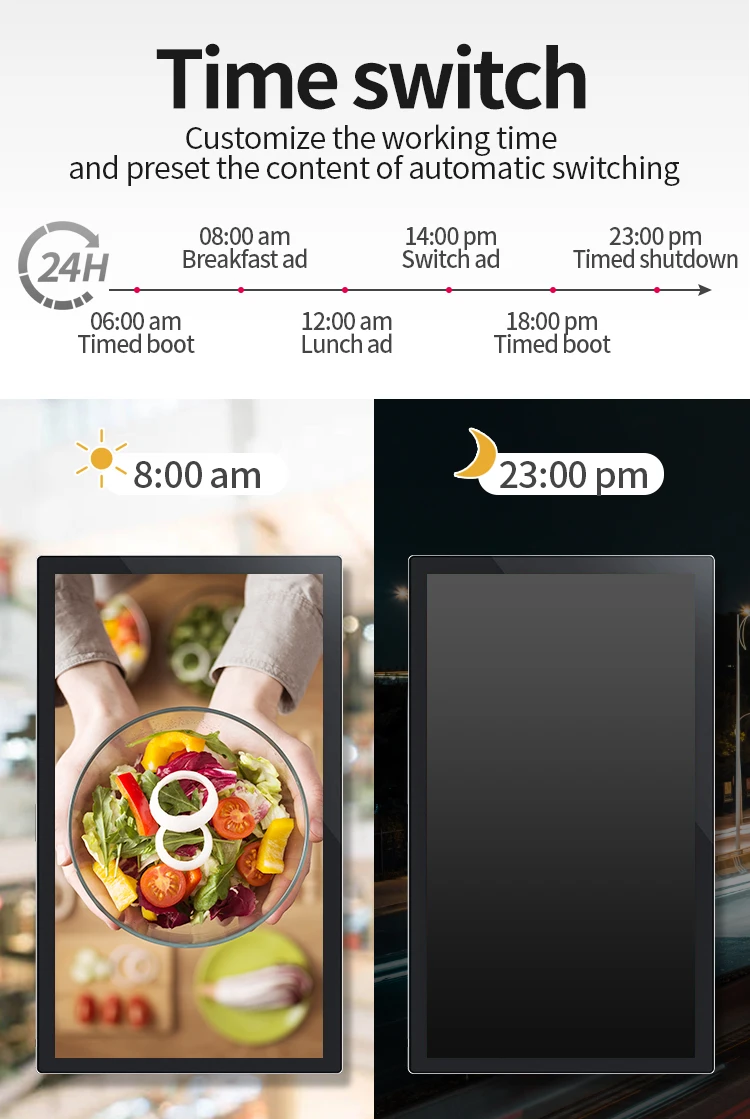55 Inch High Resolution Wall Mount Lcd Digital Signage Time Switch ...
