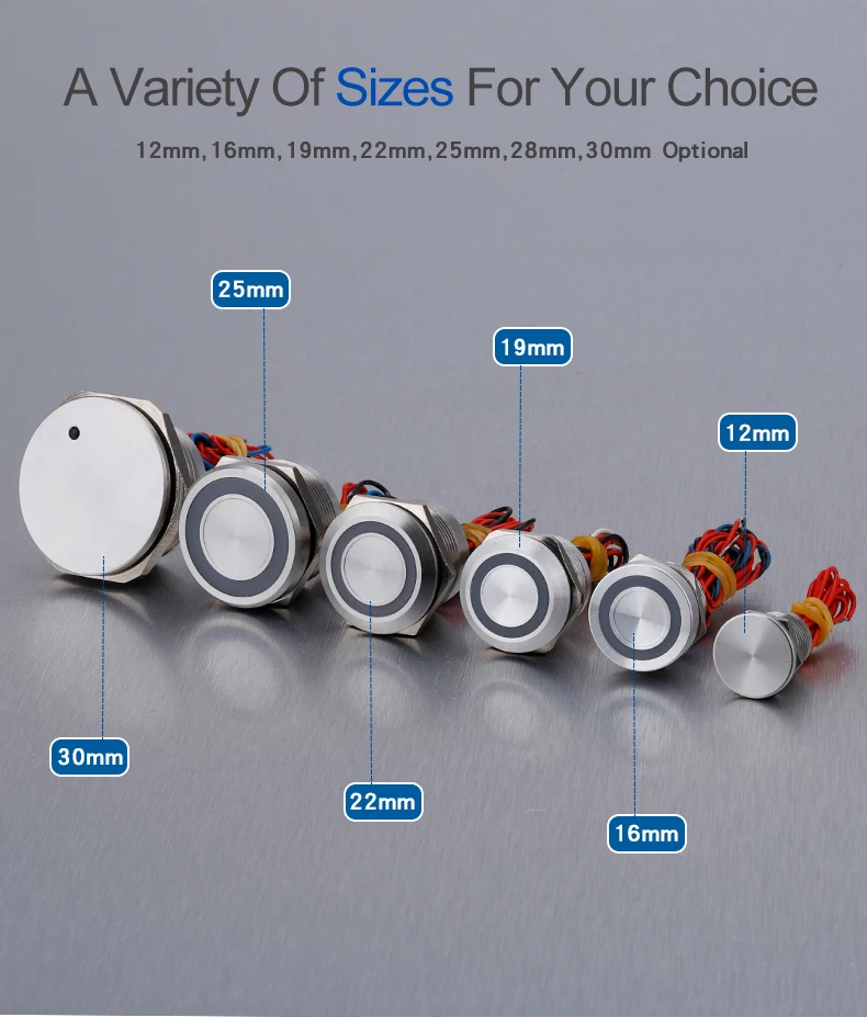 16mm Touch Switch 24v Waterproof Ip68 Latching Anti Vandal Push Button ...