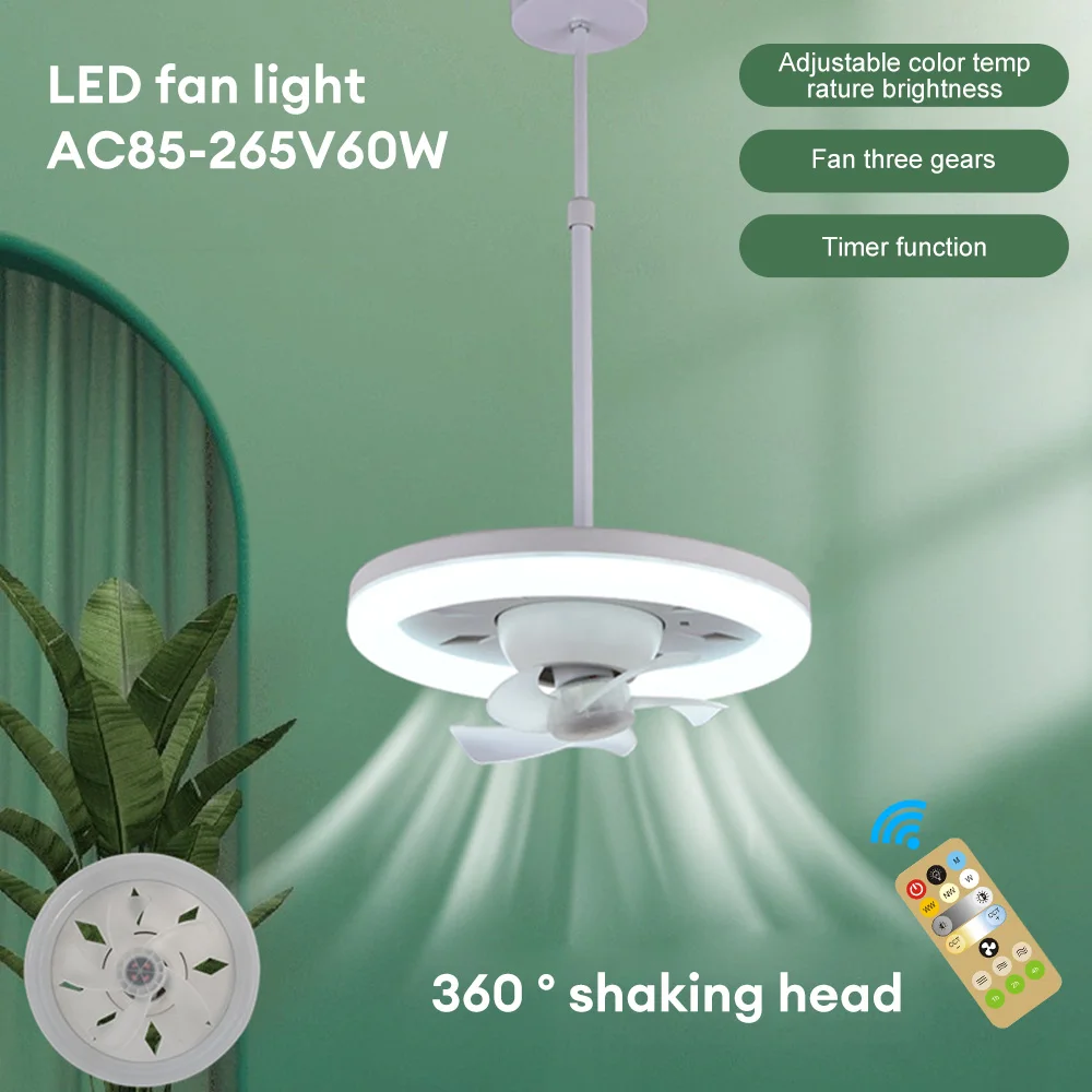 360 Rotating Ceiling Fan Light E27 Intelligent Fan With Remote Control ...