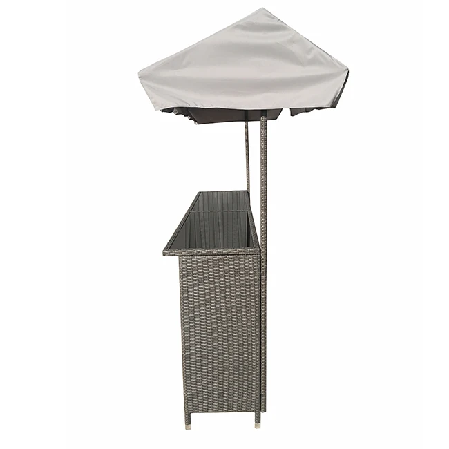 Eco-friendly Rattan Effect Garden Bar Furniture With Roof Bar Table ...
