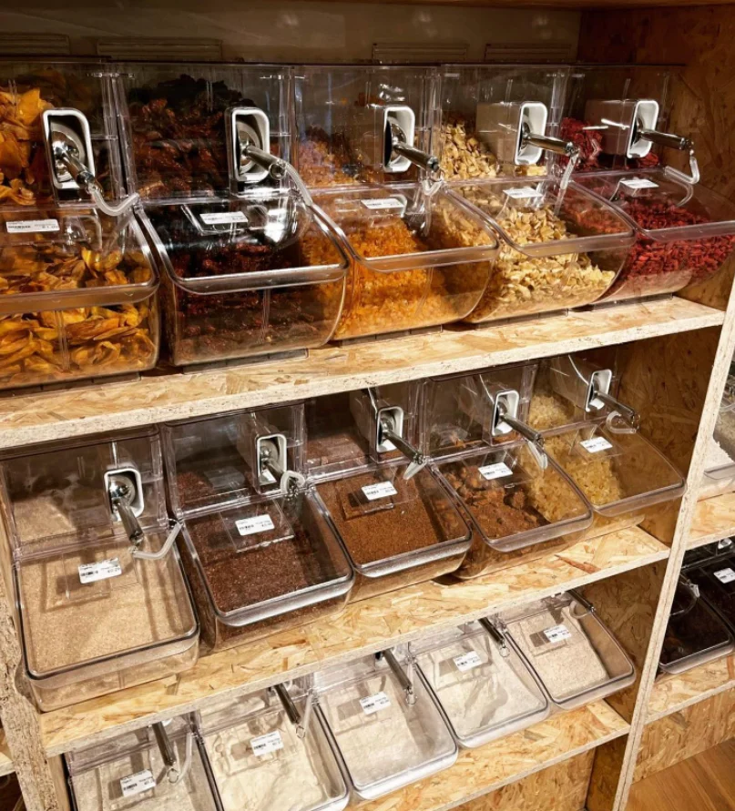 ECOBOX Grain Nuts Container with Scoop - Clear Bulk Food Bins for Shops