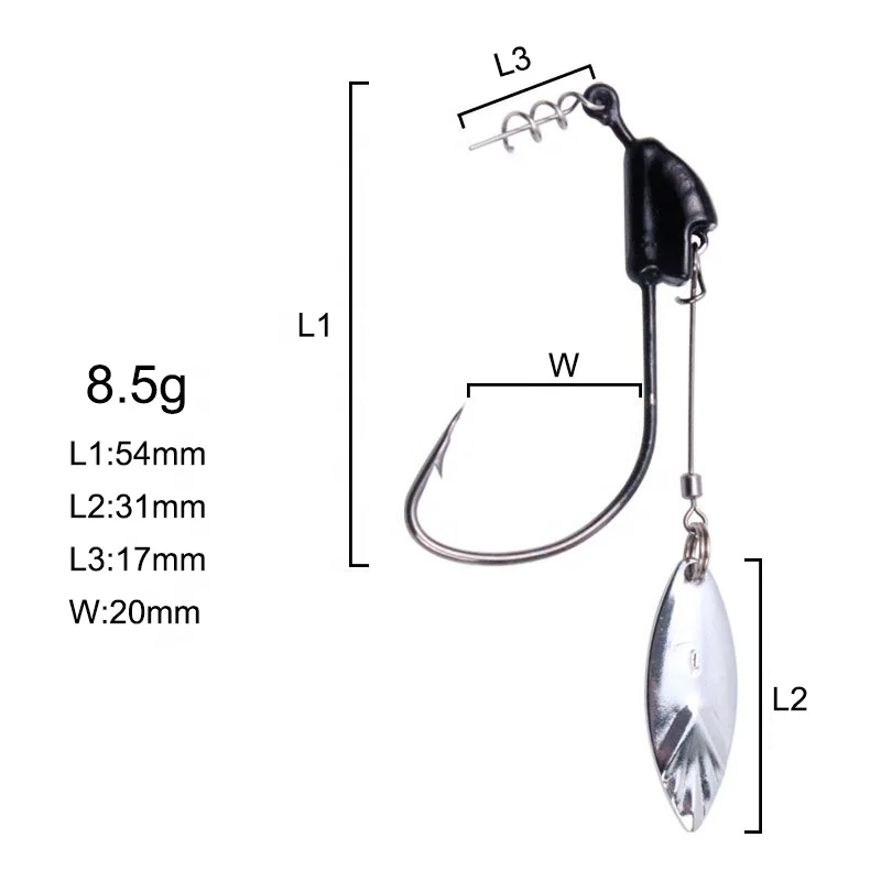 Wholesale Spin Superline Spring Hook Fish Spinner Weighted Hook With ...