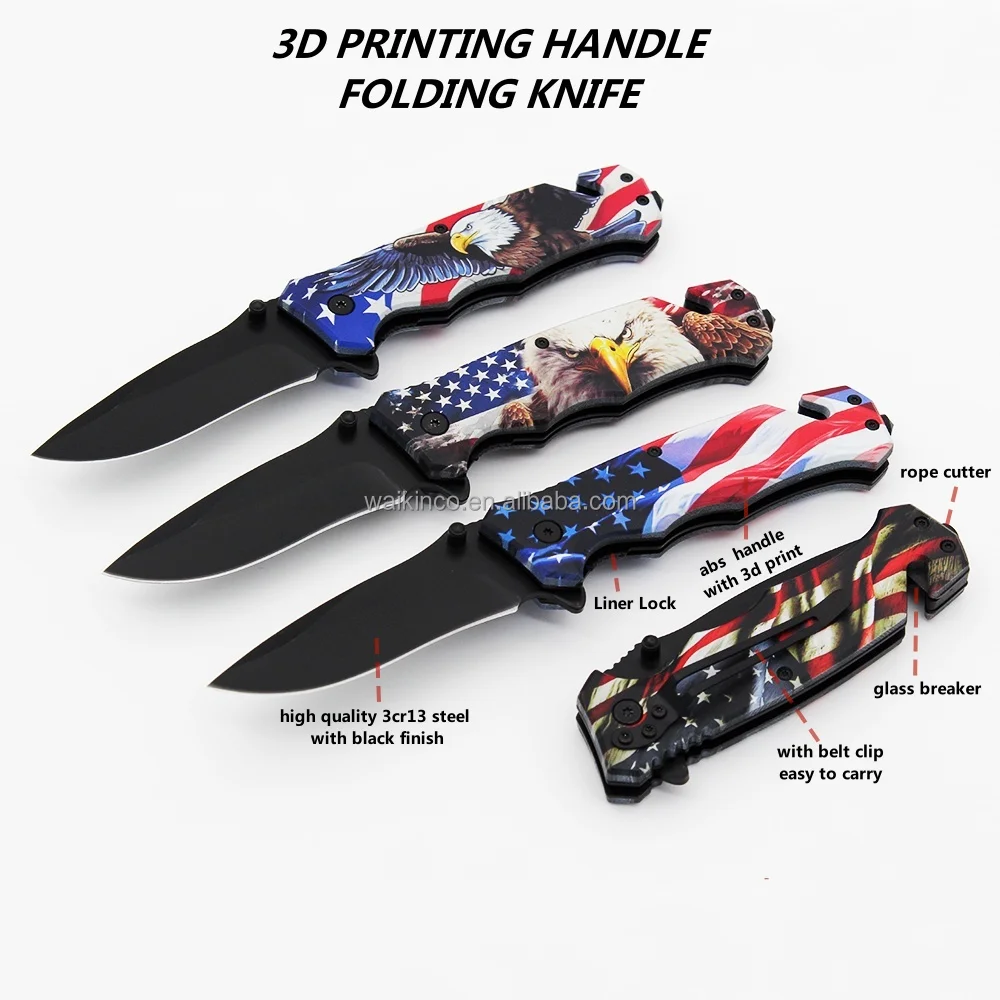 Custom Logo 3D Printed Handle Folding Knife - 3cr13 Stainless Steel