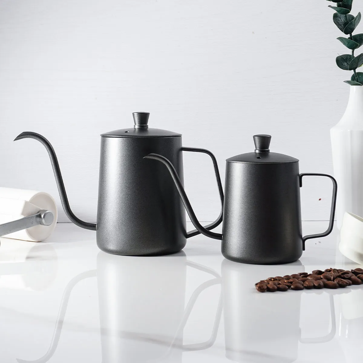 Manual Pour Over Hand Drip Pot Black With Lid Stainless Steel Spout ...
