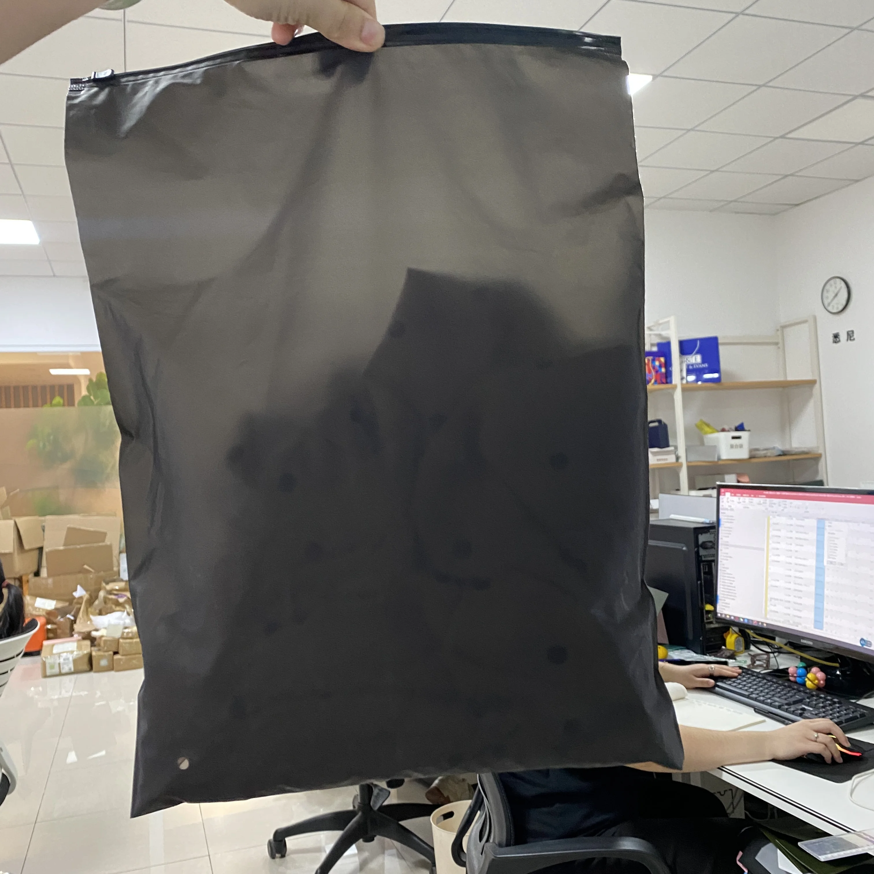 Custom Black Not Transparent Matte Zipper Bag For Clothing,Shoes ...