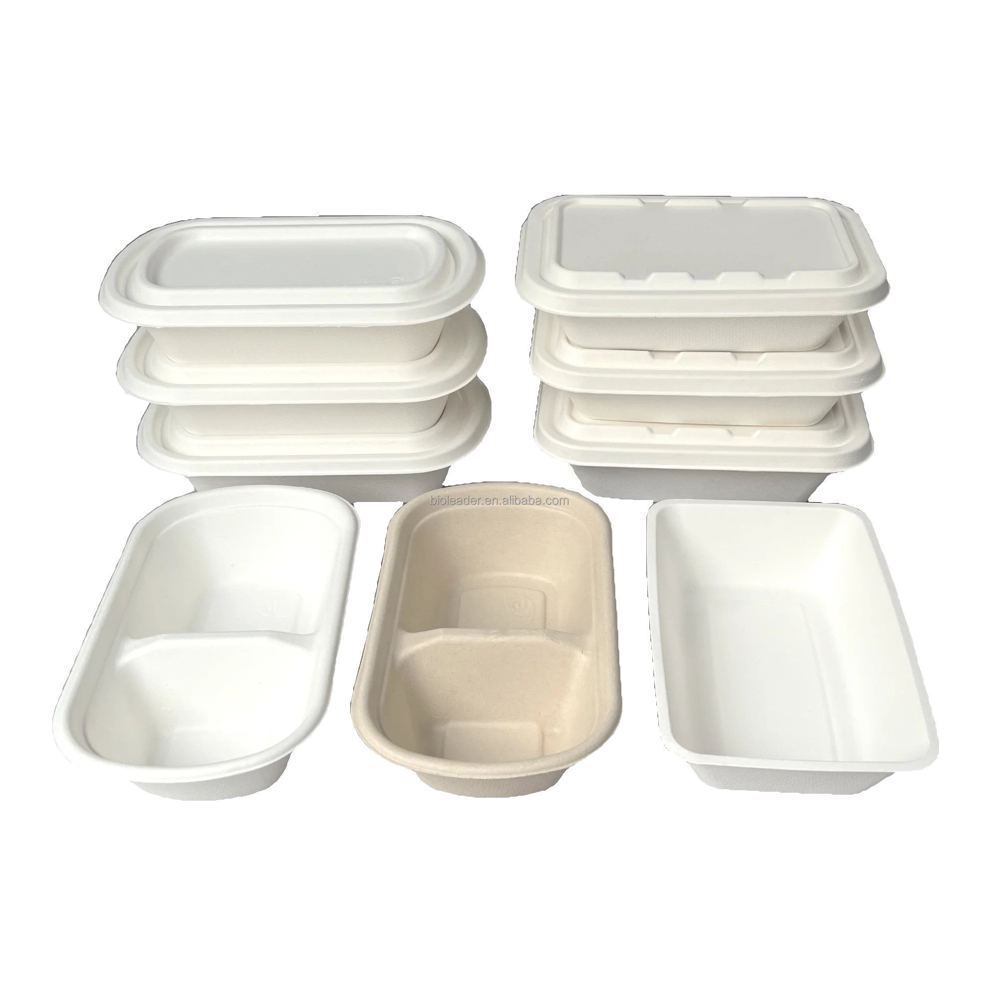 Bagasse Paper Plate Storage Container with Lid - Biodegradable