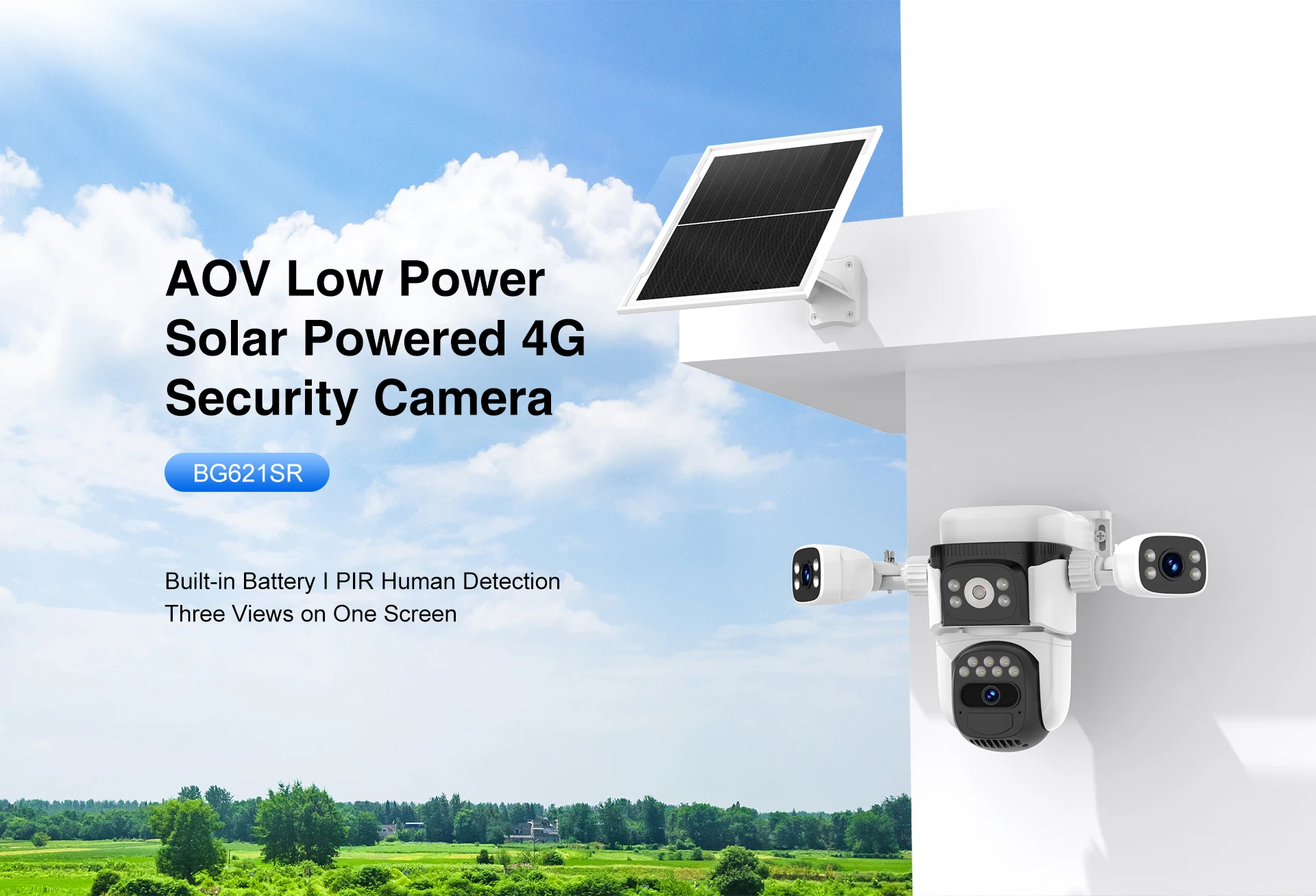 AOV Ultra Low Power 4G Solar Camera - Full HD 5X Zoom