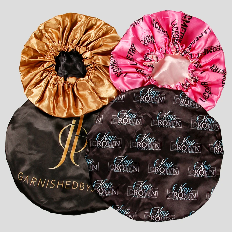 Reversable Bonnets Sleeping Cap Womens Custom Logo Designer Hair Satin ...