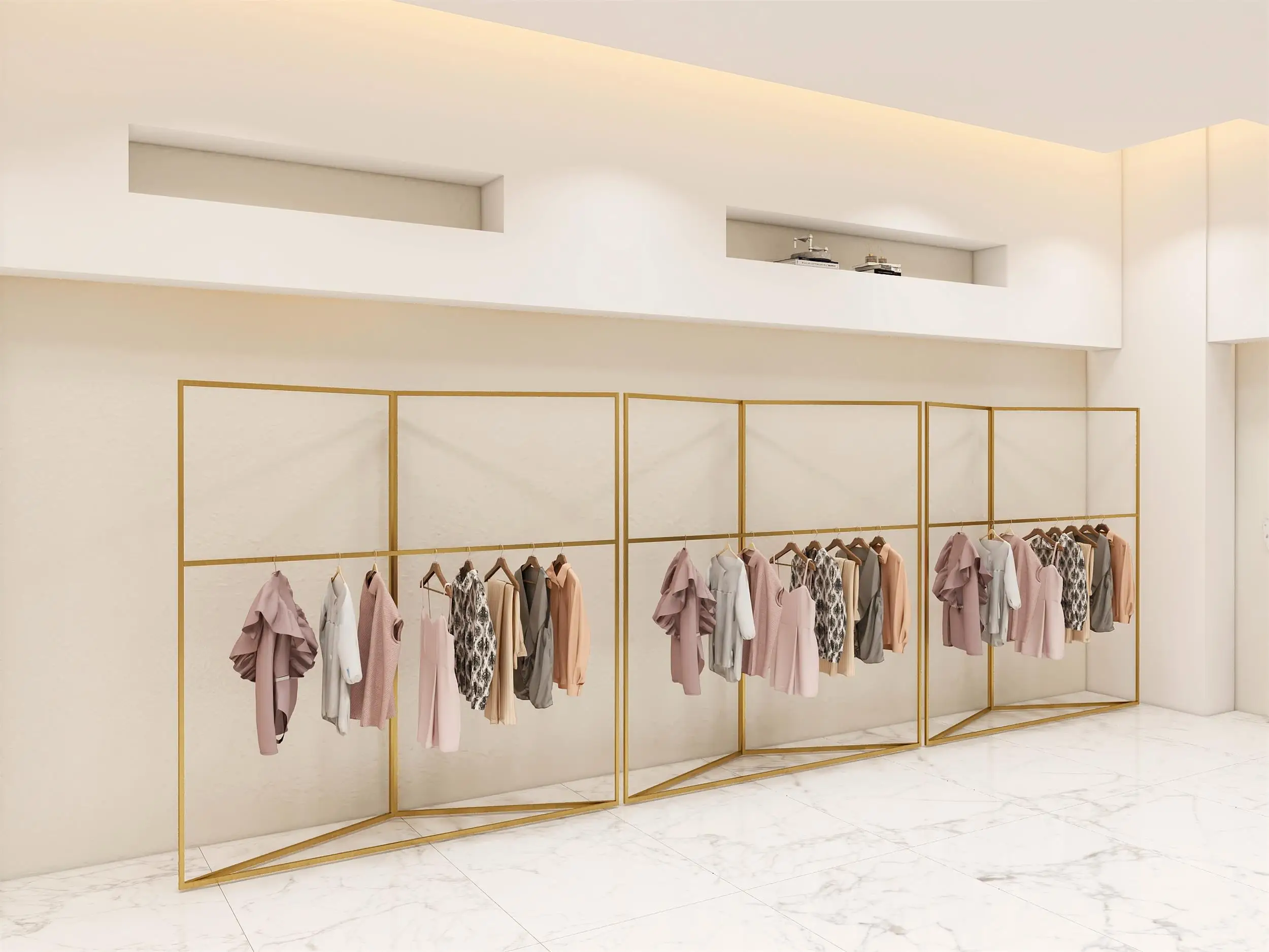 Gold Clothing Store Counter Design - Durable Display Racks