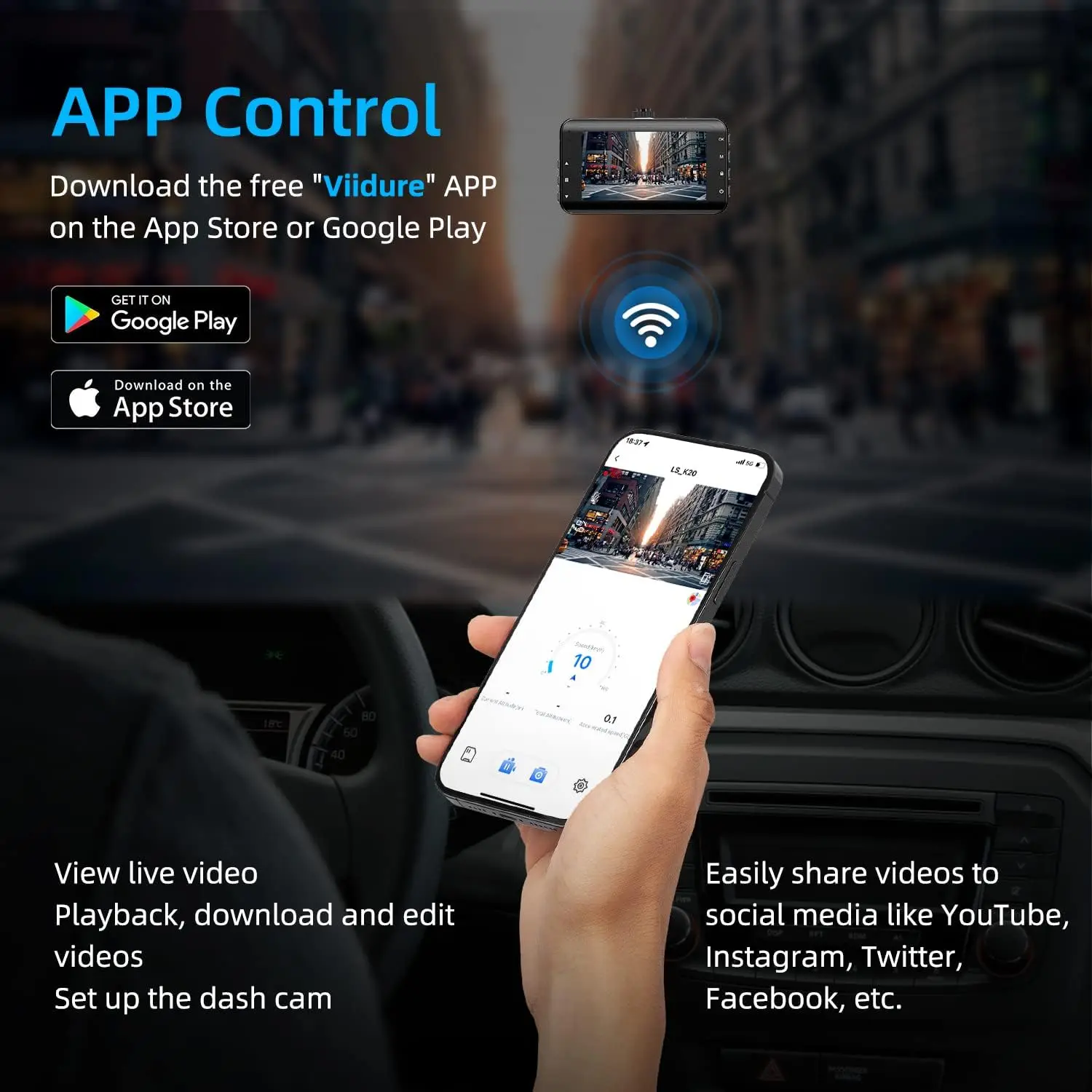 2 Ch Windshield Mount Driving Recorder With Wi-fi Wireless View And ...