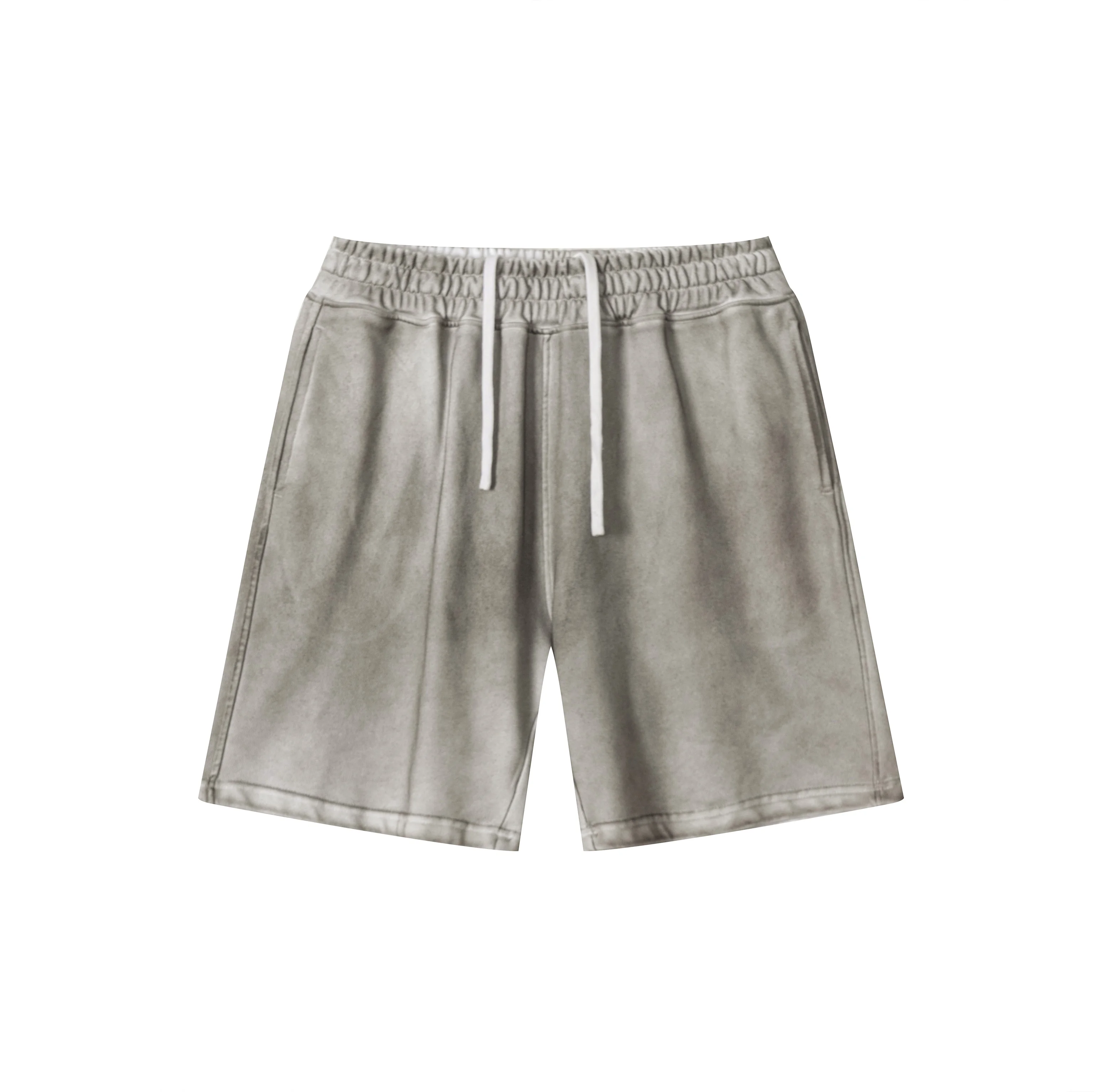 Custom Vintage Streetwear Washed Grey Shorts Blank Cotton French Terry ...
