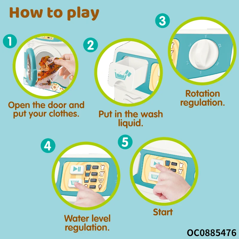 Blue Pink Toy Washing Machine - Pretend Play Fun for Kids