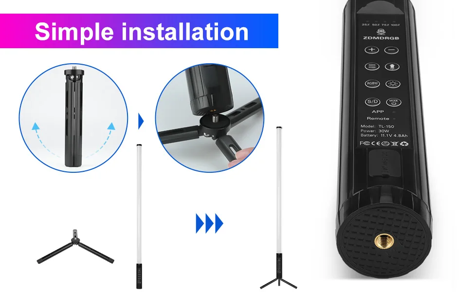 TL-150 D40 150cm RGBW LED Pixel Tube Lights for Video Events