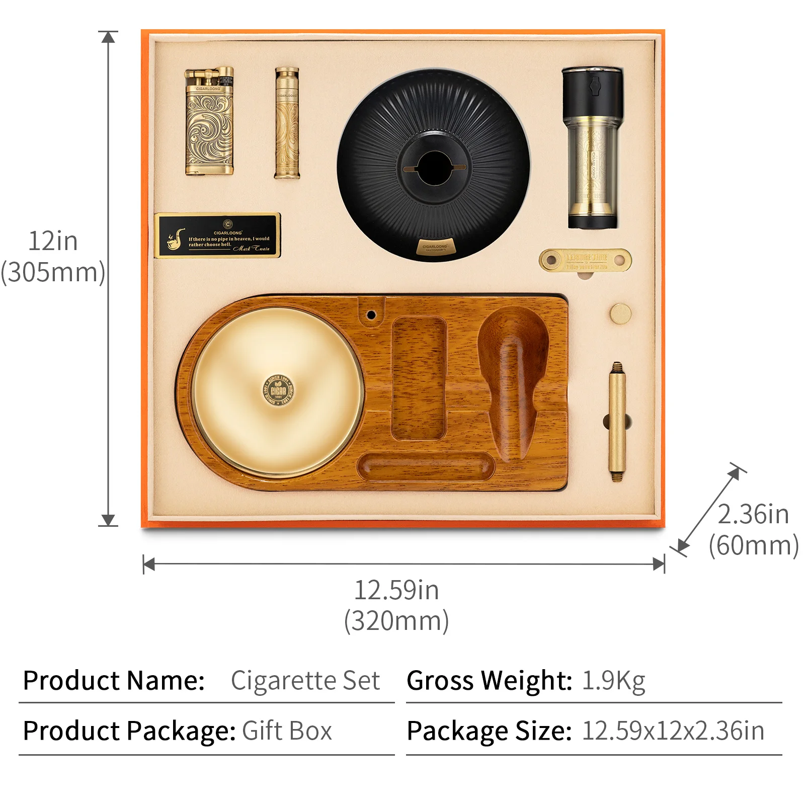 Cigar Lighter Ashtray Cigar Drill Smoking Set Cigar Lamp Portable Pipe ...