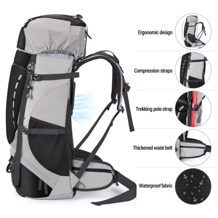 Waterproof Mountaineering Backpack 50l Camping Backpack With Rain Cover ...
