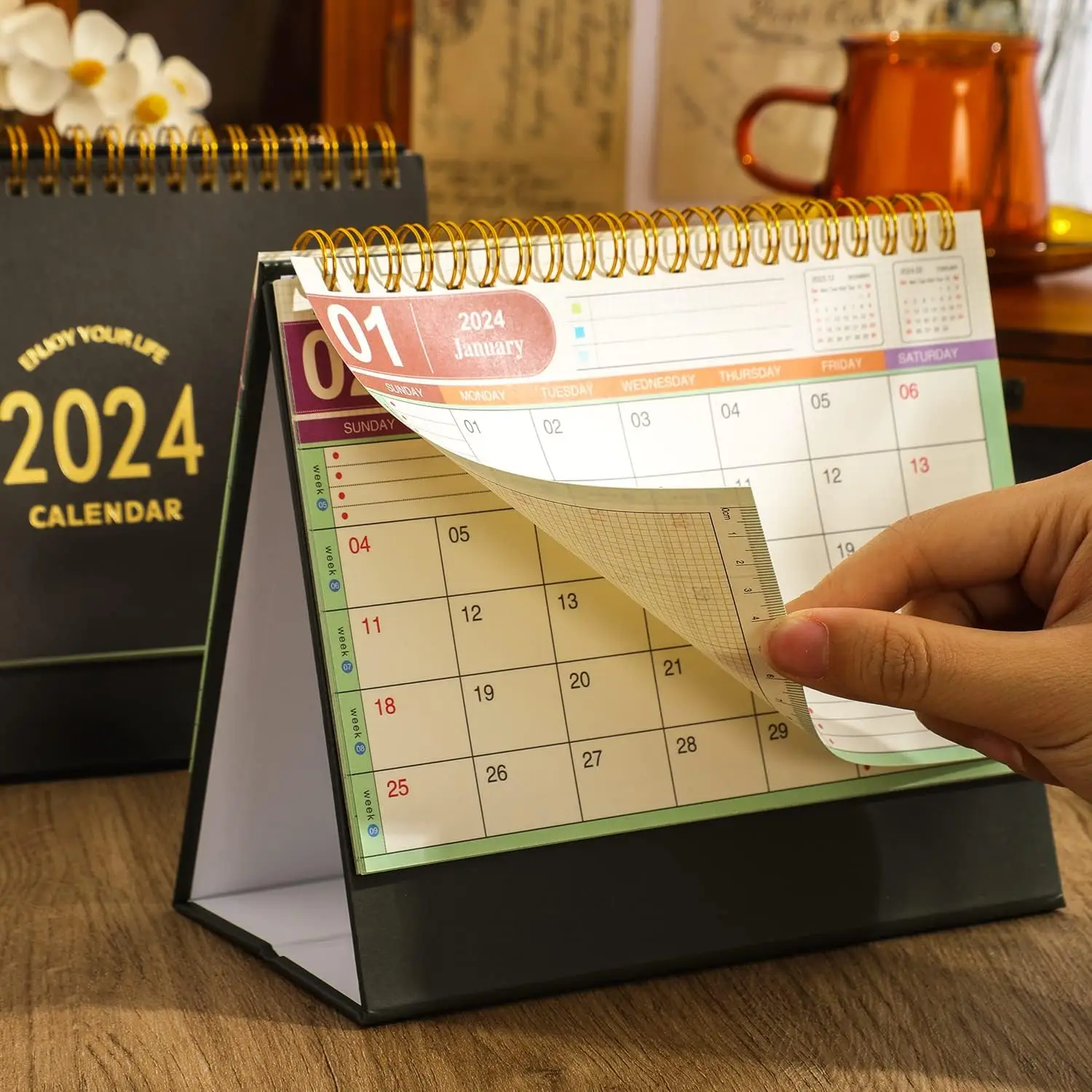Custom Small Desk Calendar 2024,Standing Flip Desktop Calendar 2024 ...