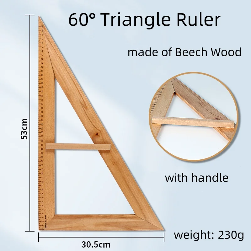 Wooden Triangle Ruler, Protractor, Bow Compass, Rulers for School ...