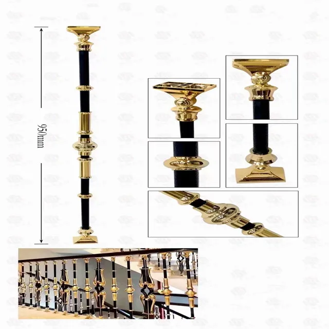 Modern Style Cast Aluminum Balustrades & Handrails Brass Gold