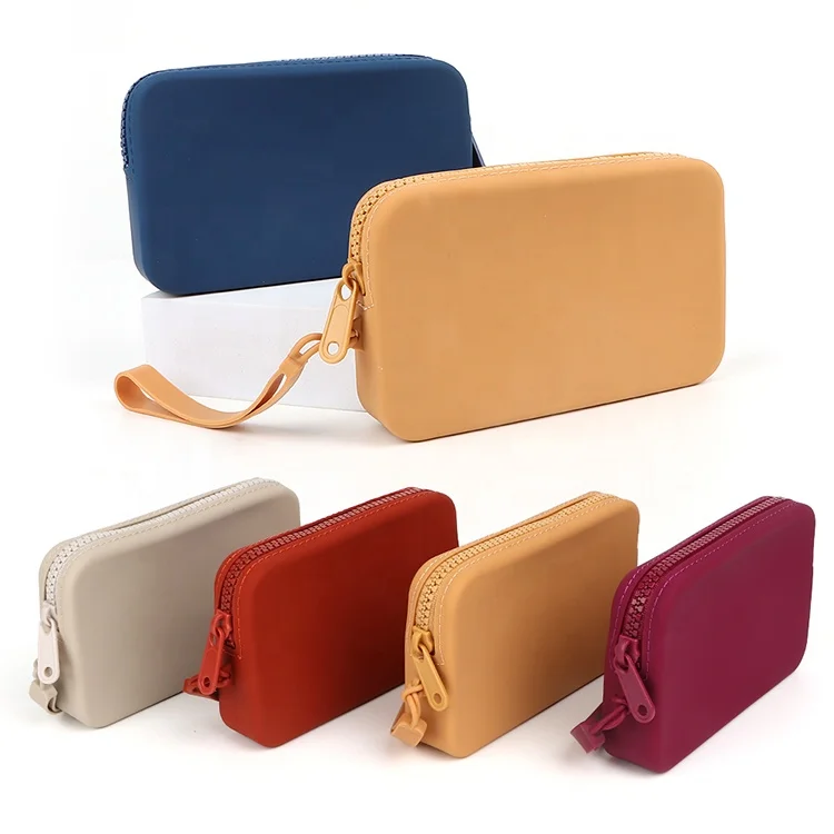 Waterproof Rectangular Neutral Silicone Coin Purse makeup and brush bag ...