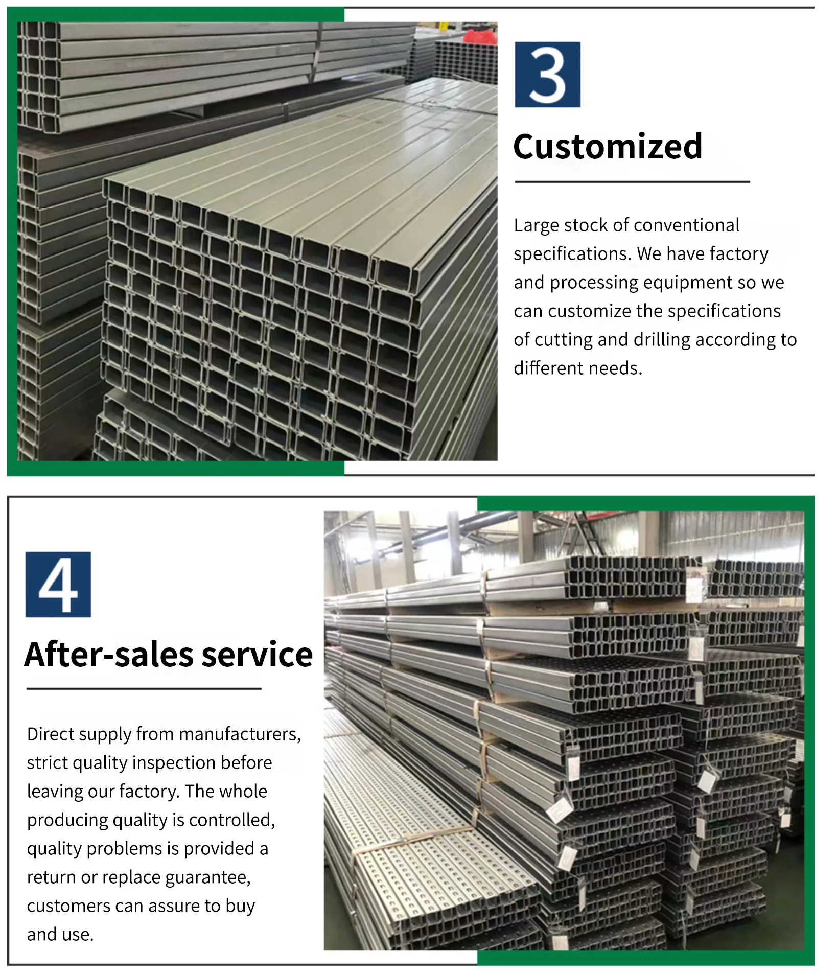 Galvanized C Channel Steel Strut Slotted C Purlin Construction Section ...