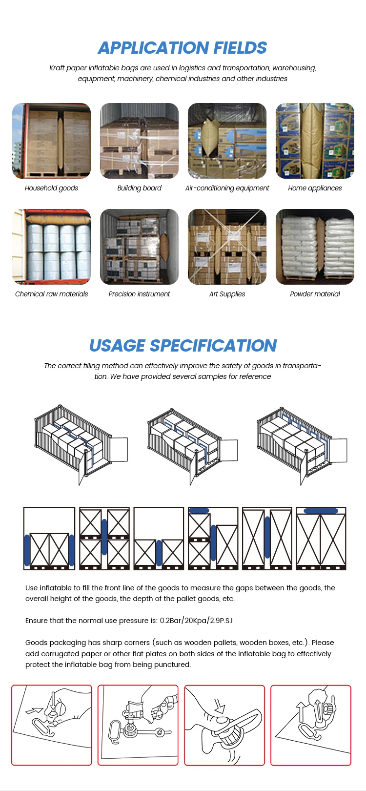 Container Cargo Securing Inflator Pillow Inflatable Trailer Plastic ...