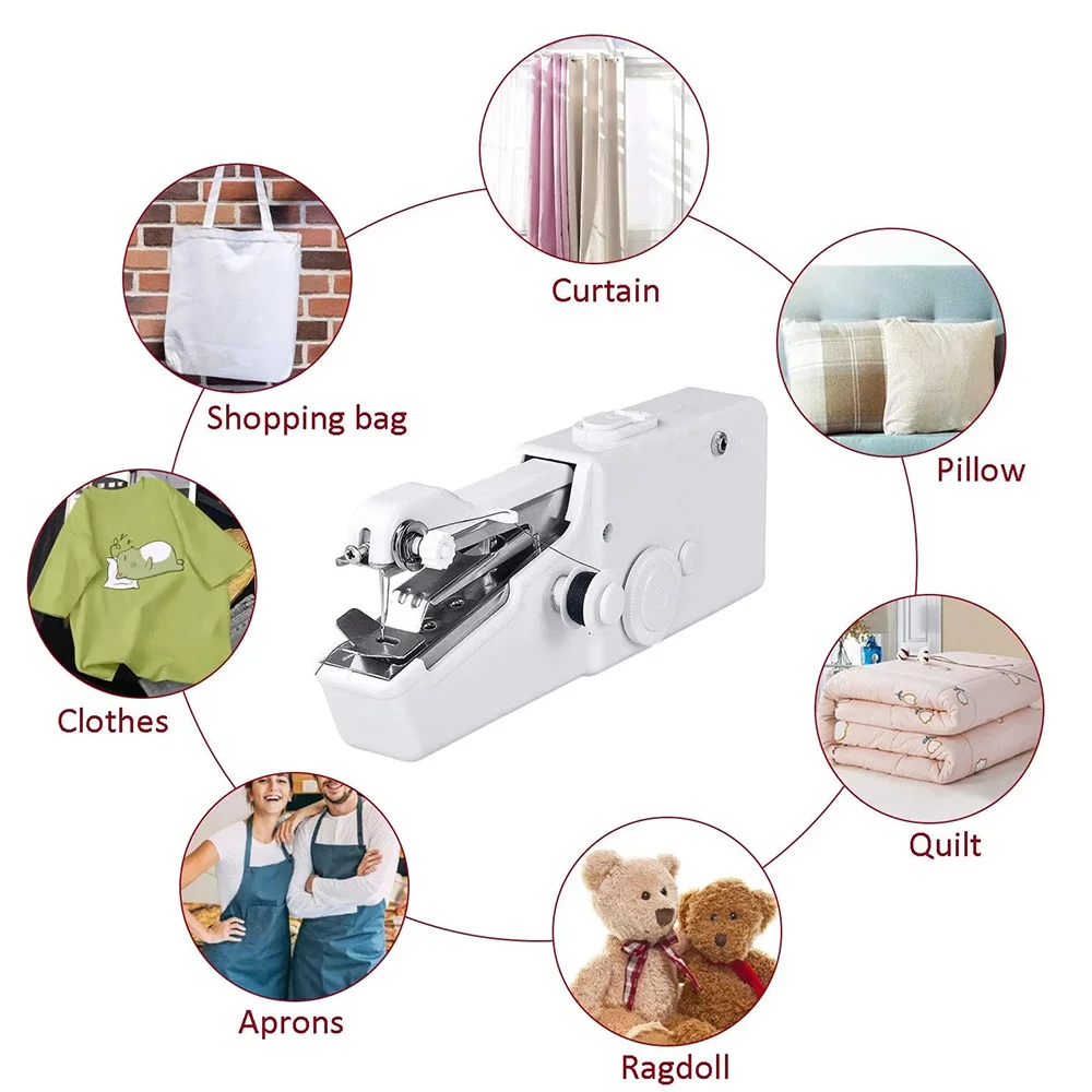 Hand Held Electric Mini Sewing Machine Household Stitch Clothes Sew ...