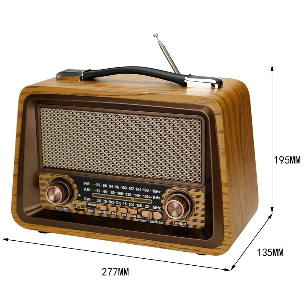 2023 Retro Wooden Casing Radio Fm Am Sw Radio 220v Transformer Radio R ...