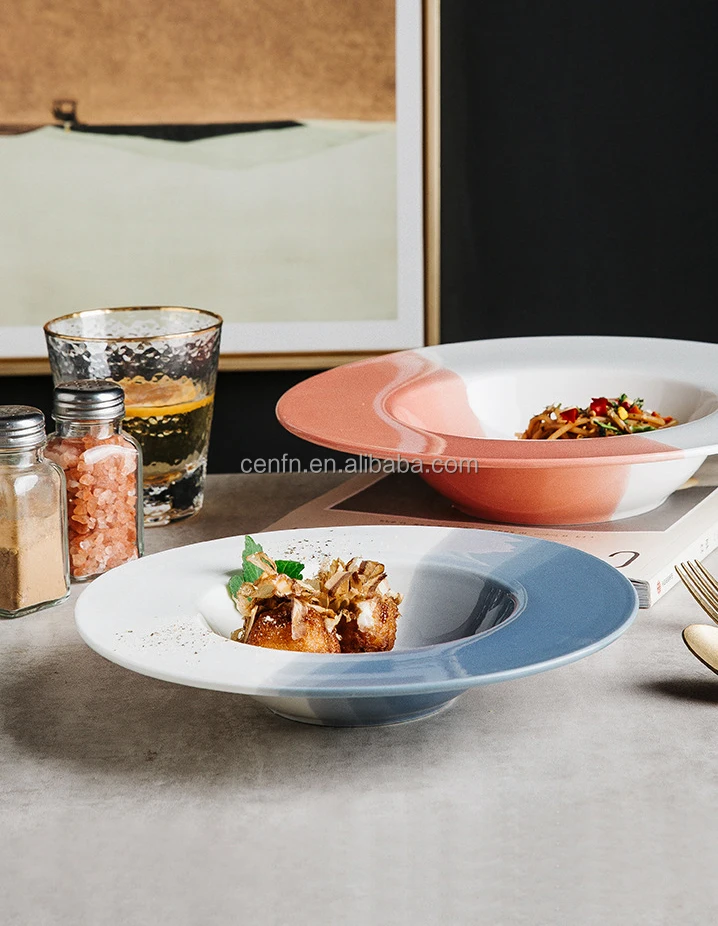 Two-color Gradient Porcelain Plate - Unique Design Ceramic