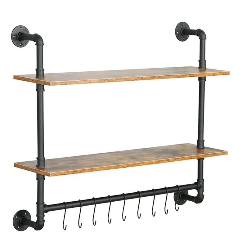 Wall Mounted Industrial Style Pipe Floating Shelf With Iron Pipe ...