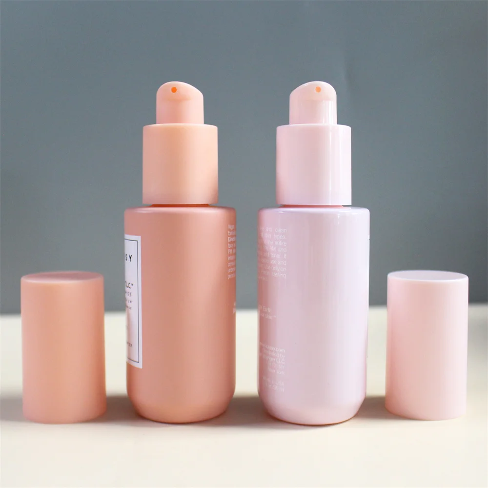 Cylinder Shape Glass Frosted Pump Cream Bottle Skincare Packaging ...