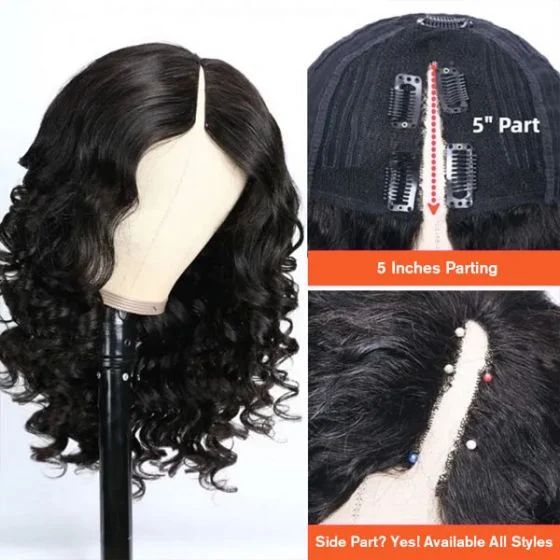 4A/4B/4C Afro Kinky Curly U Part Wig - Human Hair for Black Women, High ...
