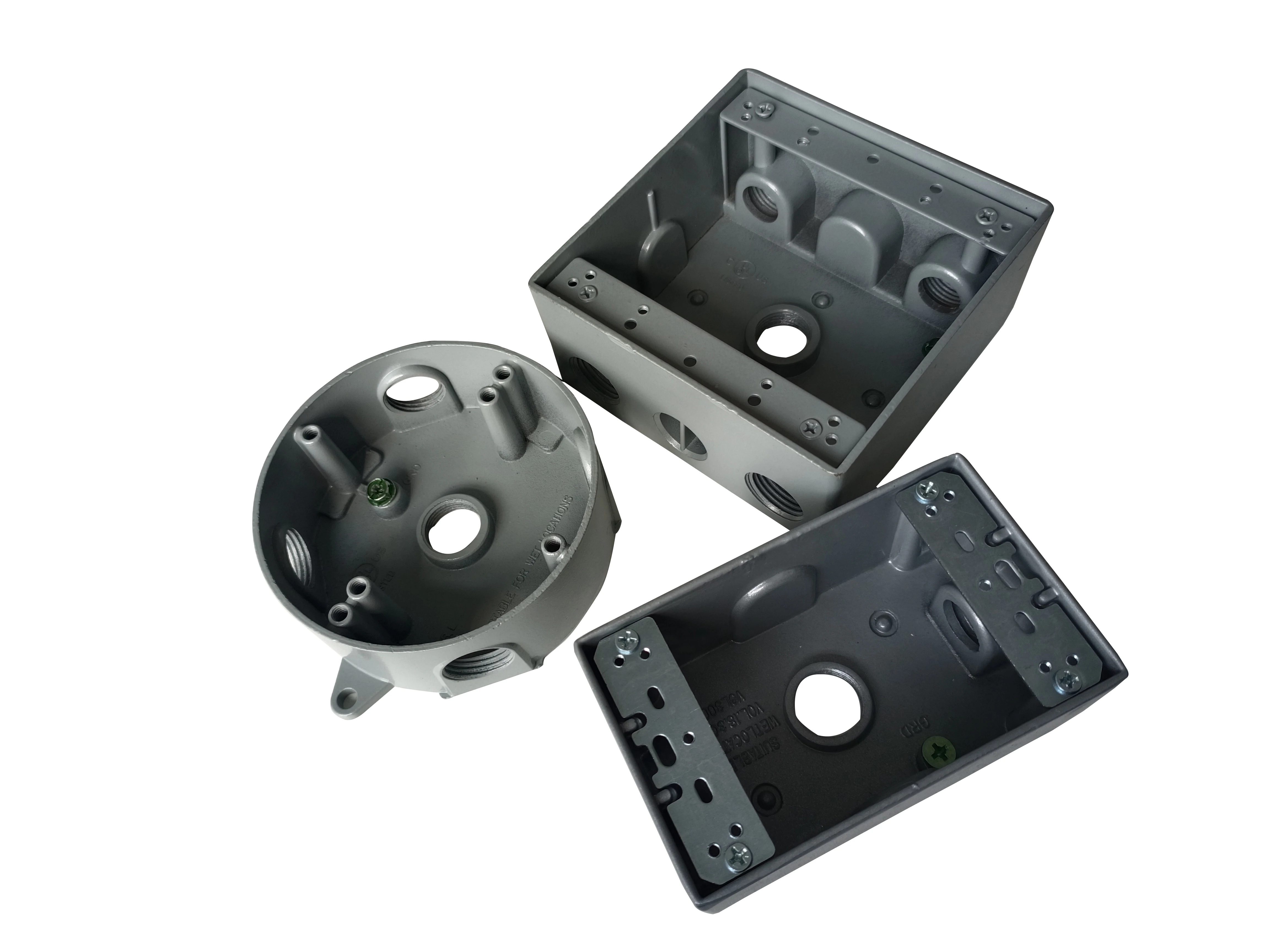 2-Gang Weatherproof Box Threaded Device Outlet Box Aluminum Die Cast ...