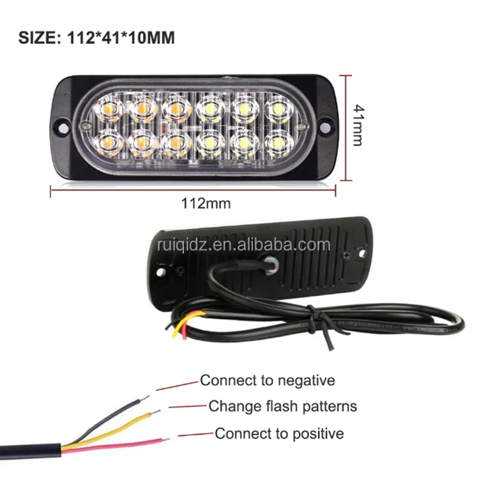 12LED High Light Truck Side Warning Light Emergency Light Amber ...