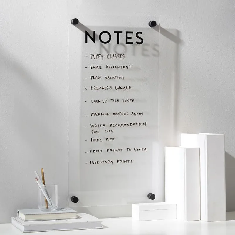 Wall Blank Acrylic Notes Board For Wall Dry Erase Board Clear Acrylic ...