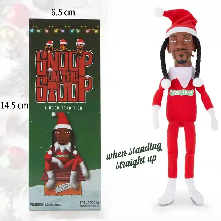 Snoop Dogg Christmas Elf Doll - 12" Plush Toy for Shelf Decor, Includes ...