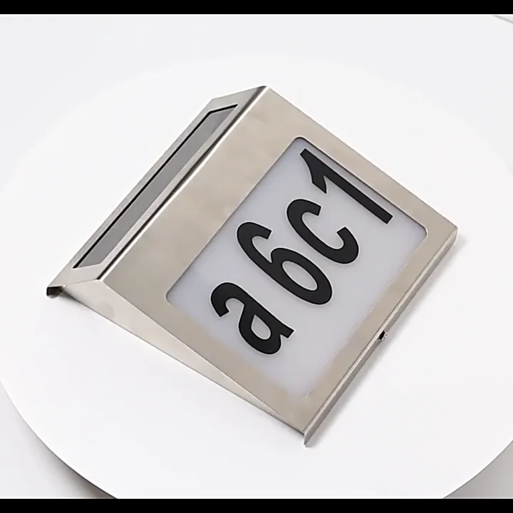 Garden Doorplate Gard Address Door Led Solar Powered House Number Wall ...