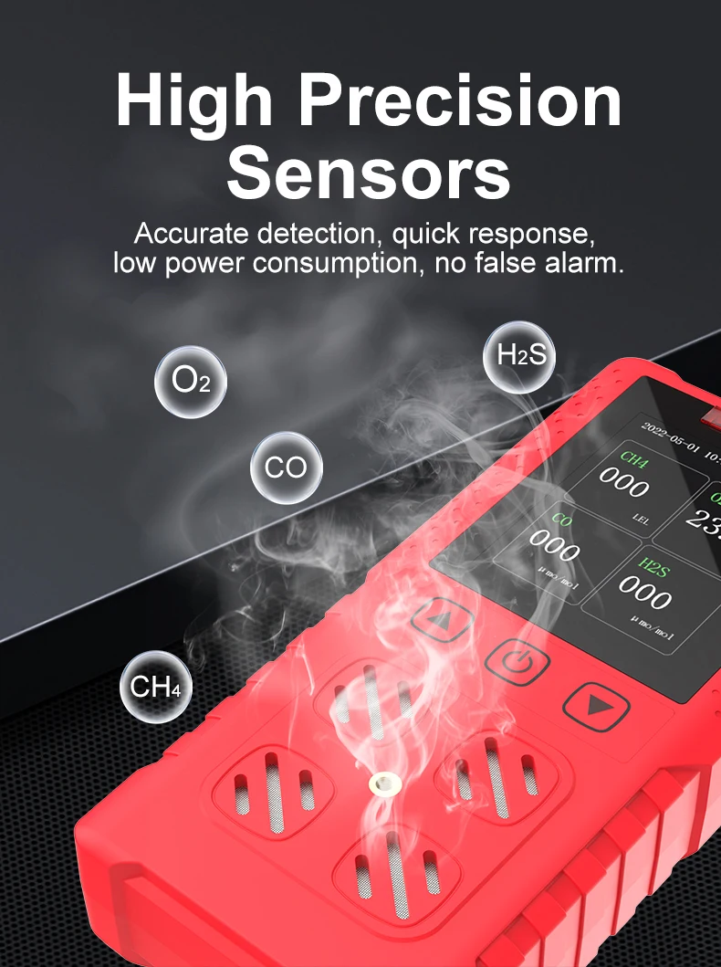 RTTPP DR850 COMB / O2 / CO / H2S Portable 4-in-1 Gas Detector Diffused ...