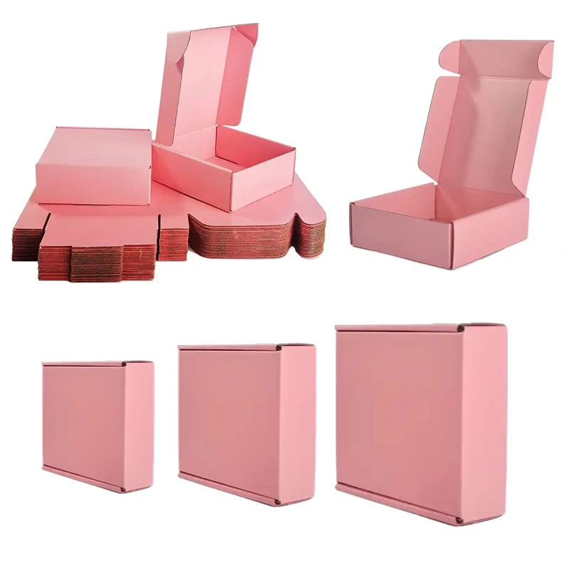 Customized Logo Pink Shipping Boxes For Hoodies Foldable Corrugated ...
