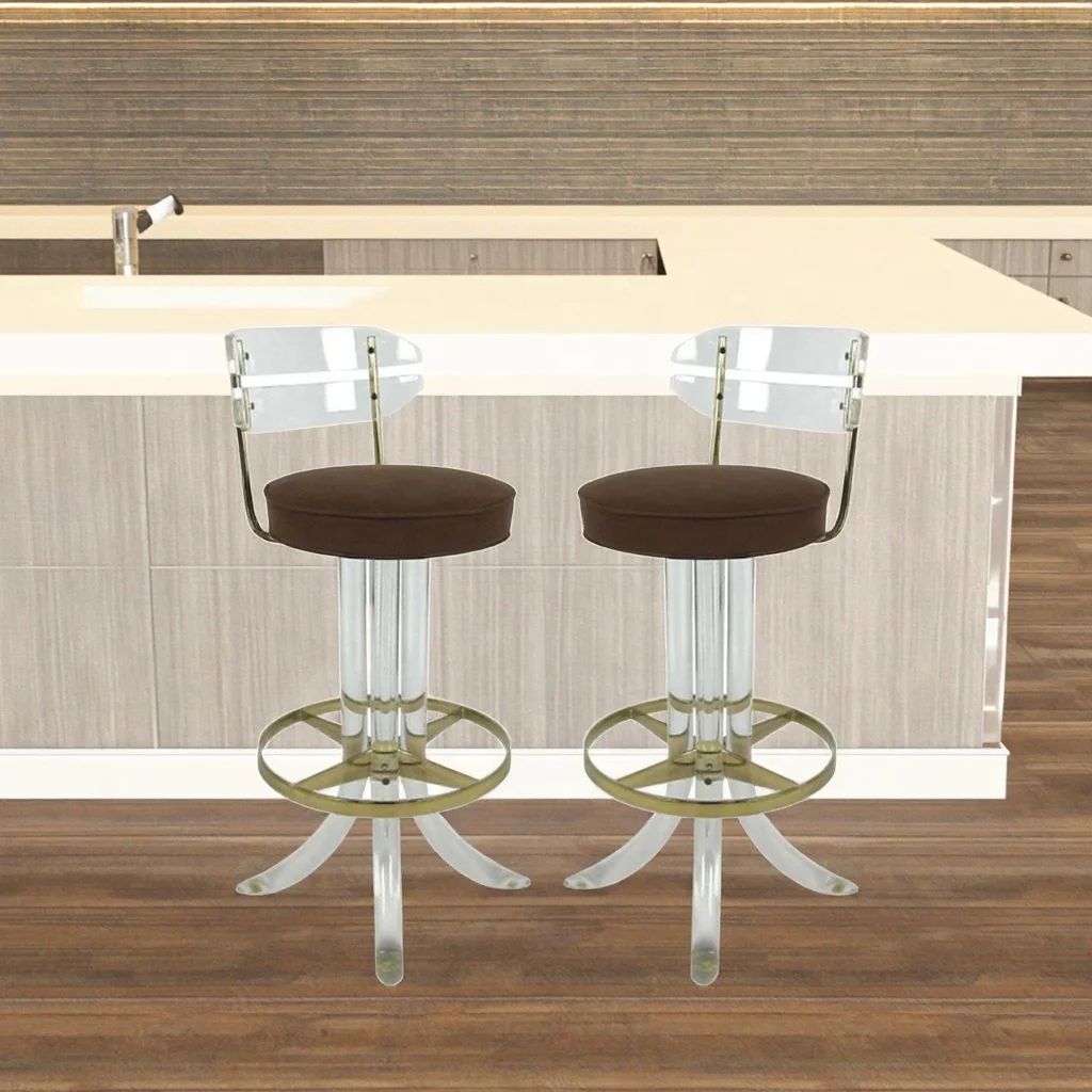 Customized Modern American High Bar Chairs Clear Acrylic Rotating ...