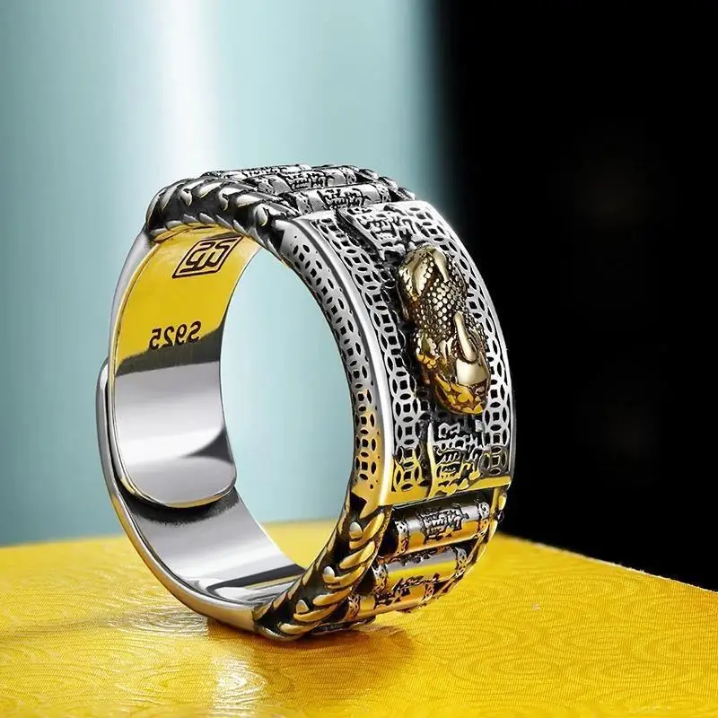 Pixiu Feng Shui Anillo Amulet Ring Men Retro - Wealth & Protection