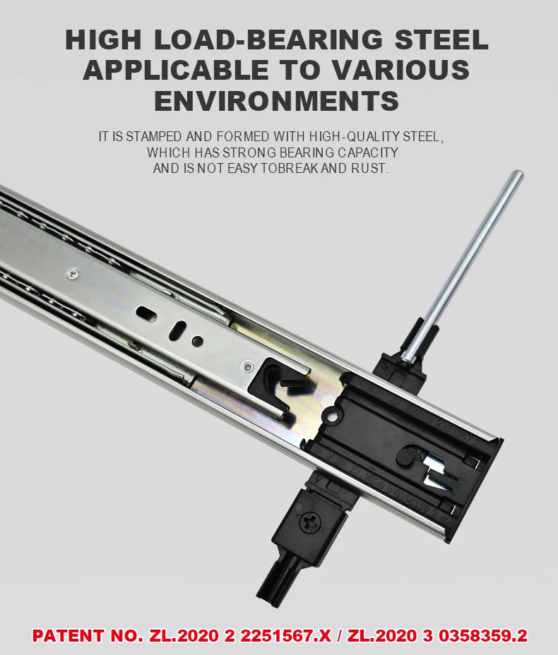Full Extension Telescopic Channel Ball Bearing Drawer Slide