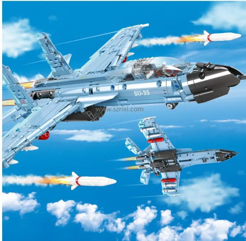 Jie Star 58122 Military Sukhoi Su-35 Fighter Block DIY Pull Back ...