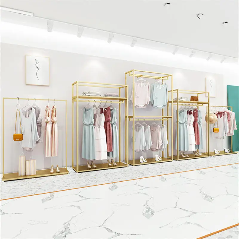 Kainice Custom Freestanding Display Stand Iron Frame Double Gold ...