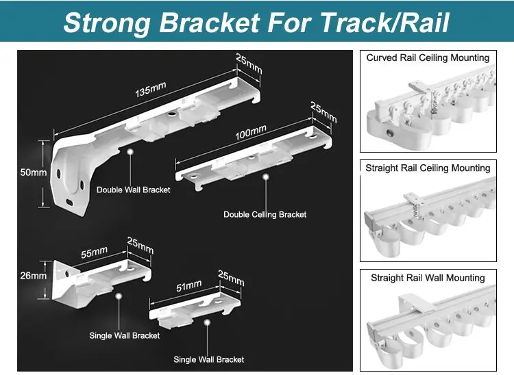 Aluminum Ceiling Mount Electric Ripple Fold Smart Double Track Curtain ...