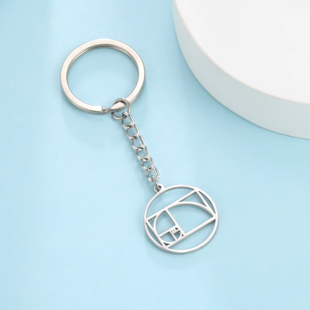 Fibonacci Spiral Pendant Keychain - Sacred Geometry Symbol