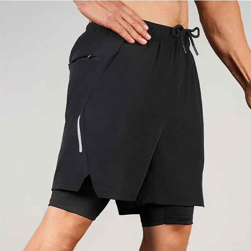 Split Running Shorts Double Layer Gym Shorts Streetwear Wholesale Mens ...